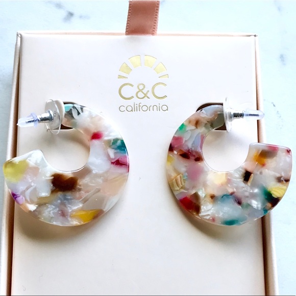 C&C California | Jewelry | Cc California Multicolor Resin Hoop Earrings ...